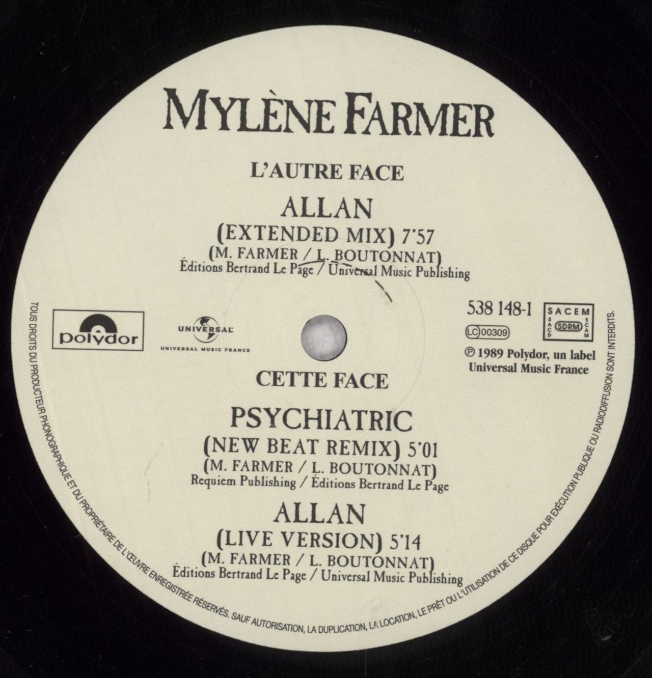 Mylene Farmer Allan French 12" vinyl — RareVinyl.com