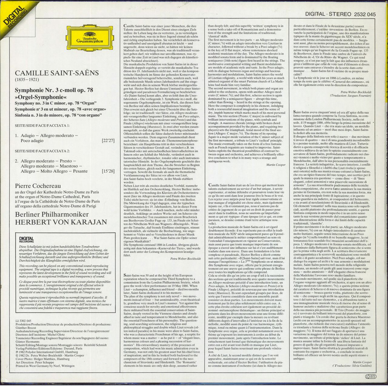 Camille Saint-Saëns Saint-Saëns: Symphony No.3 "Organ" German Vinyl LP ...