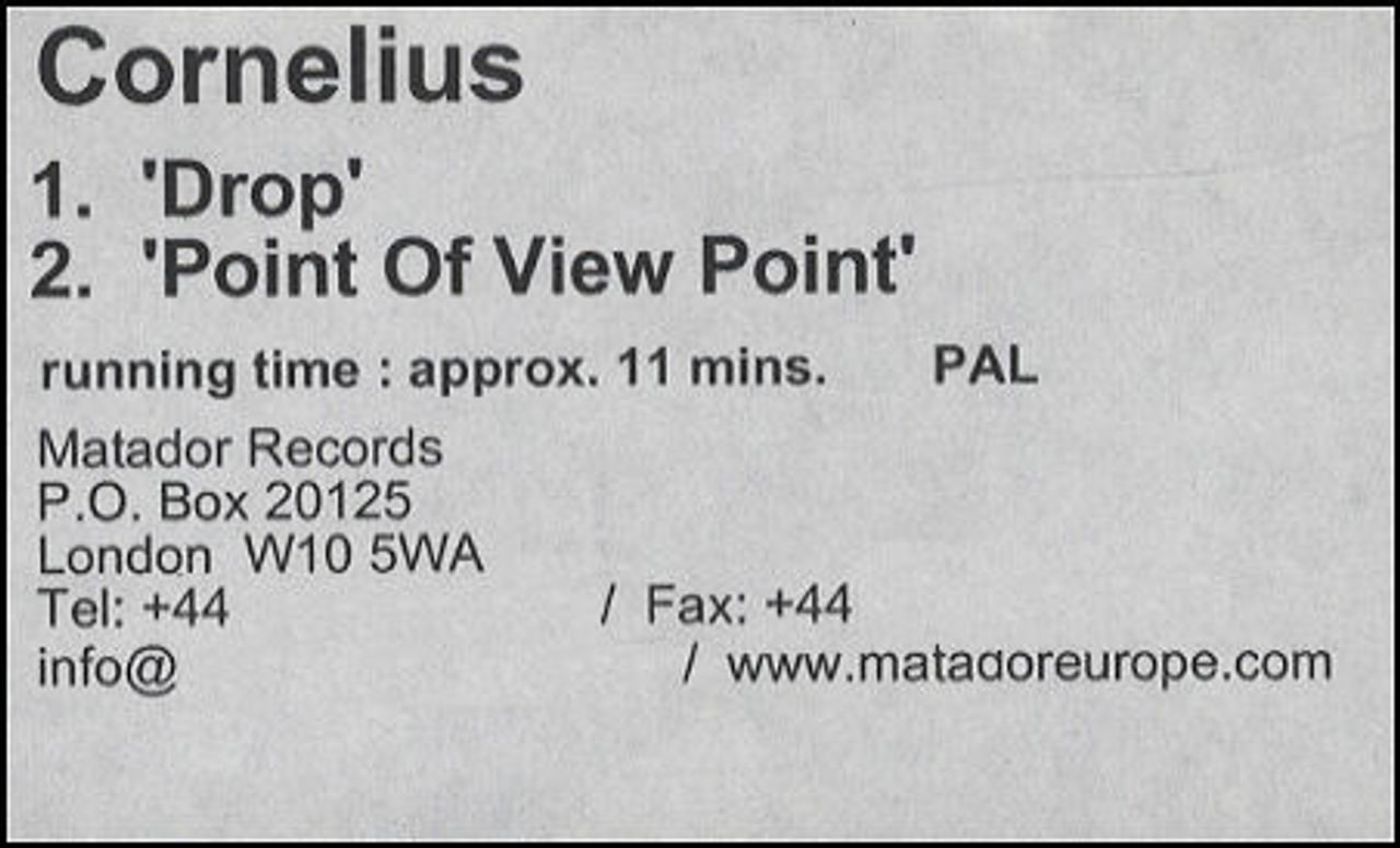 Cornelius (Jap) Drop/Point Of View Point UK Promo Video — RareVinyl.com