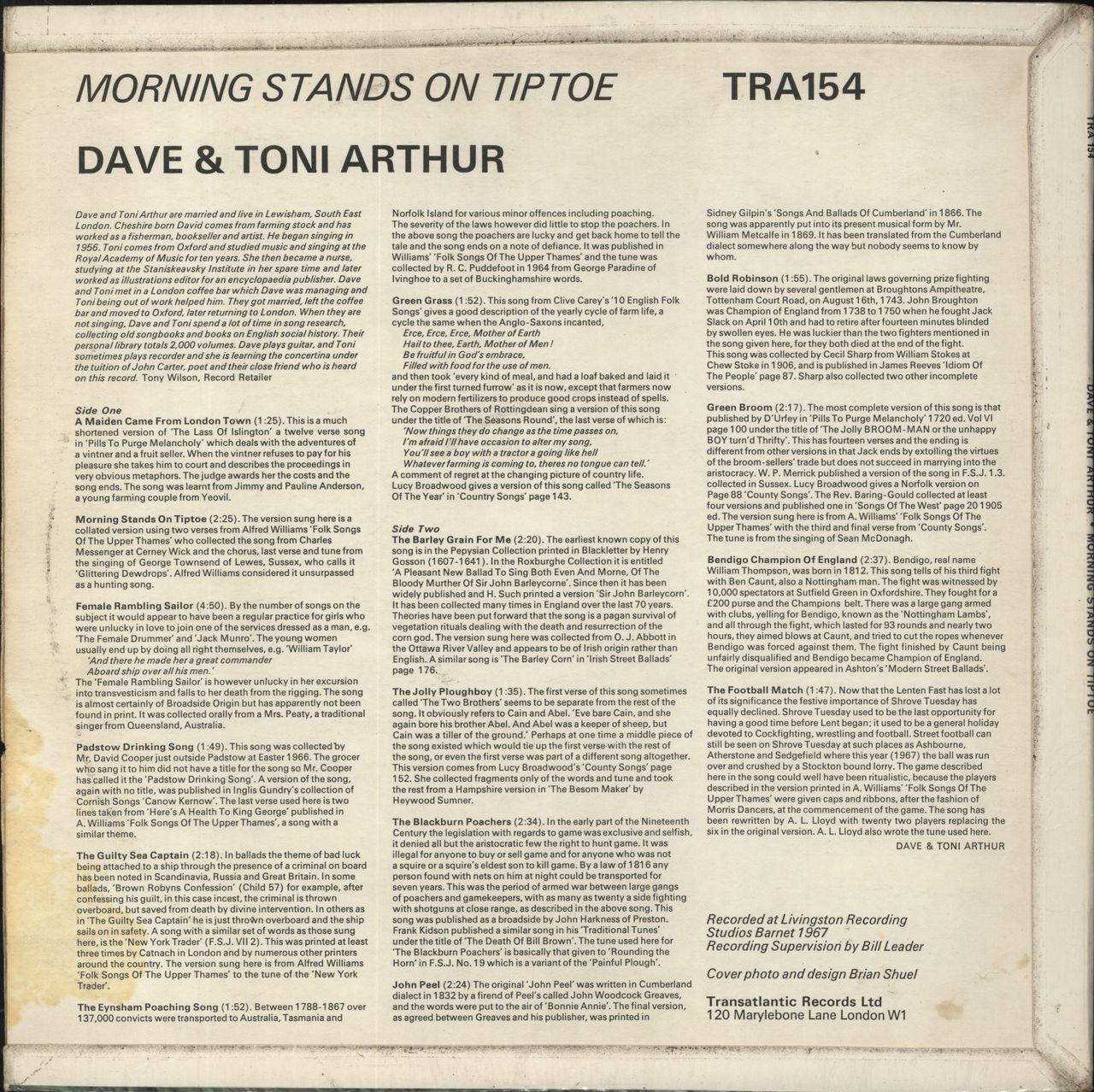 Dave & Toni Arthur Morning Stands On Tiptoe UK Vinyl LP — RareVinyl.com