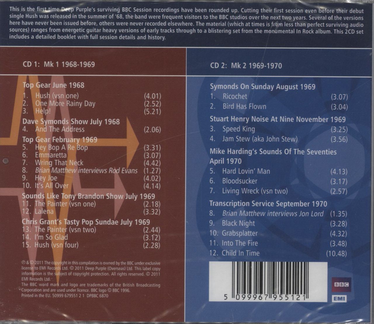 Deep Purple The BBC Sessions 1968-1970 - Sealed UK 2-CD album set — RareVinyl.com