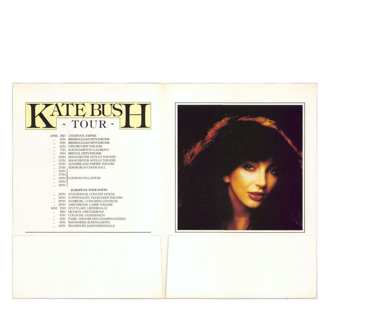 Kate Bush Kate Bush Tour + postcards, flyers + photograph UK Tour prog ...